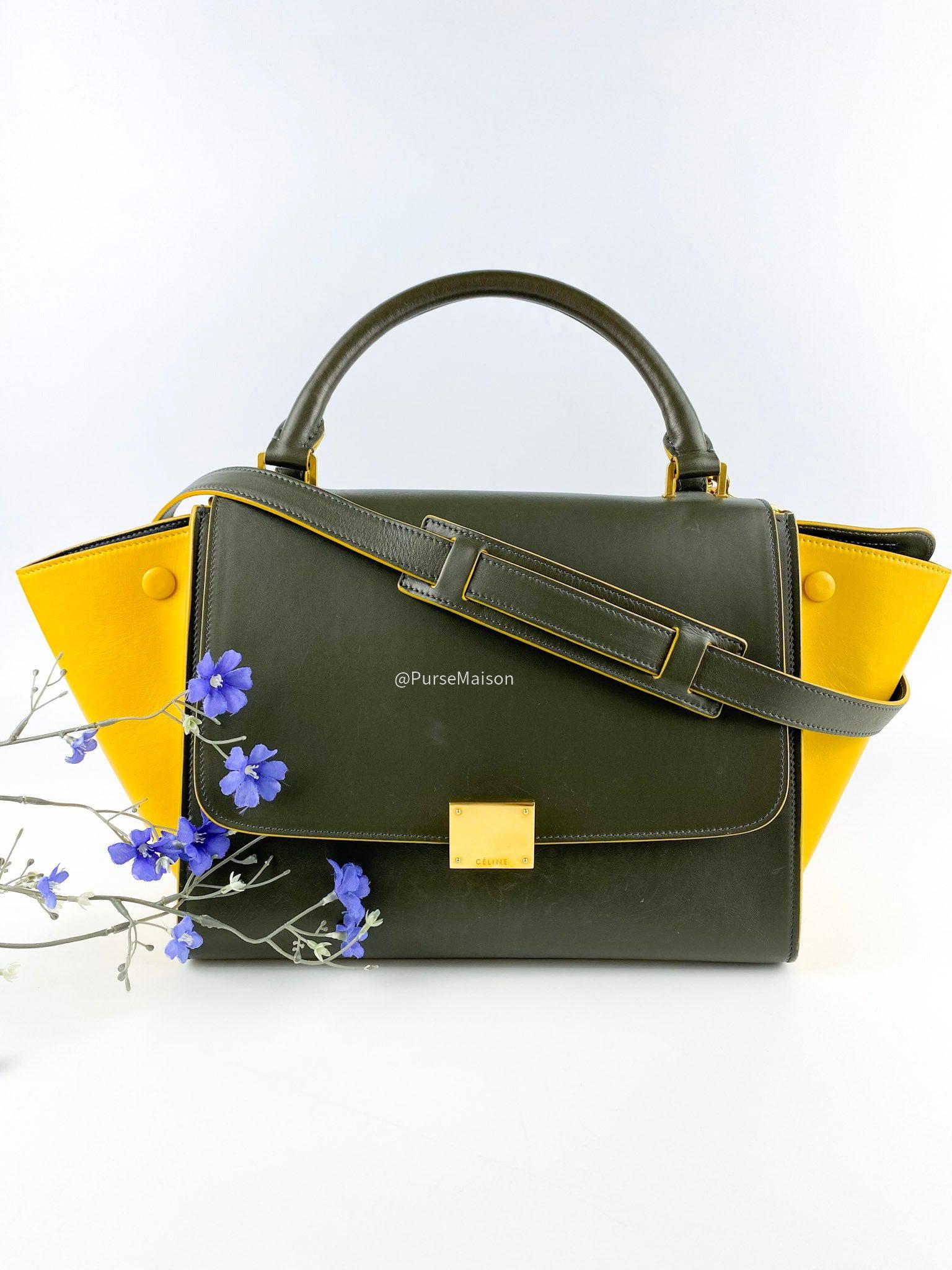 Celine Small Trapeze Yellow bicolor Leather Bag | Purse