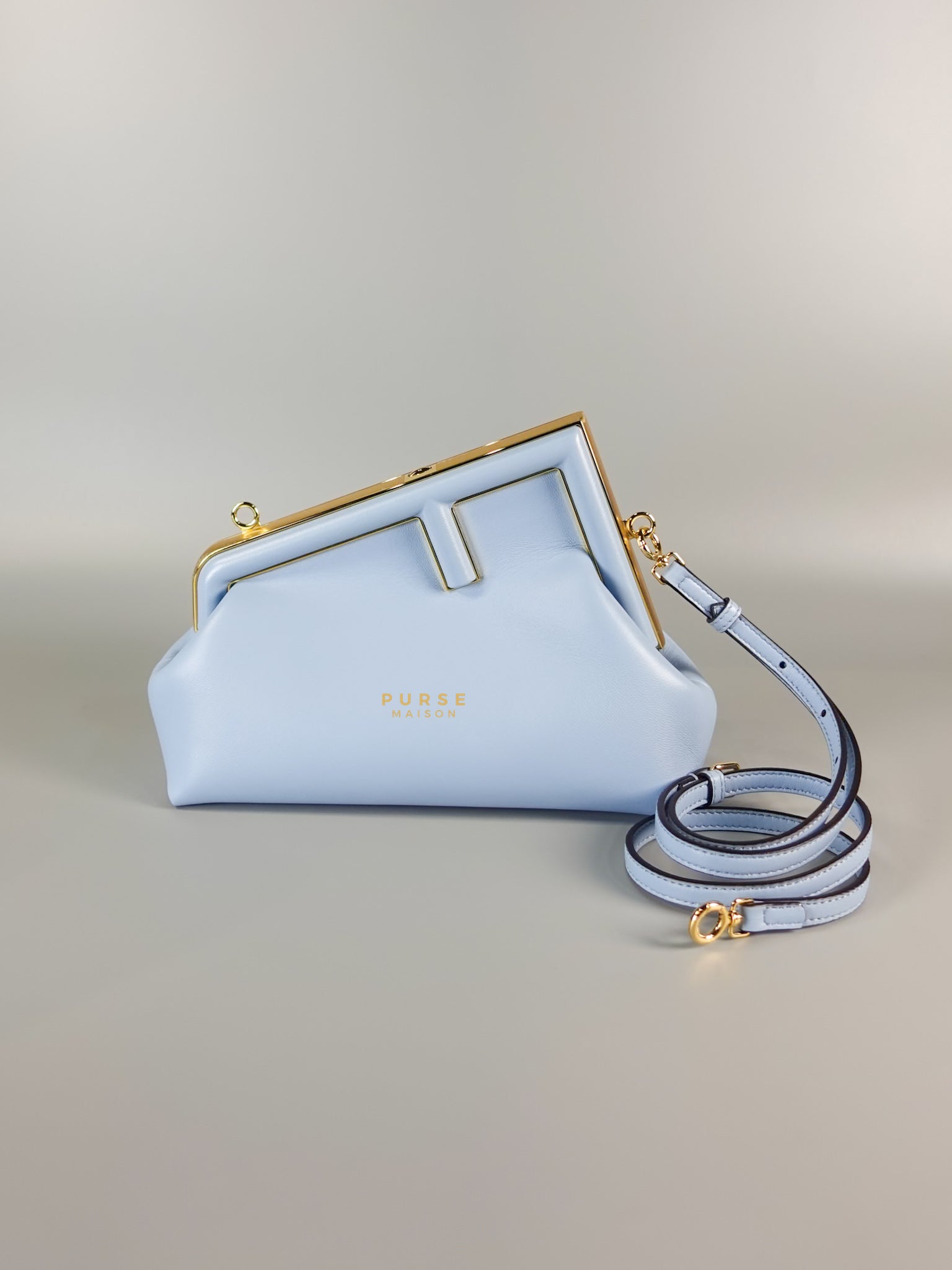 First Napa Leather Bag Azzuro Baby Blue | Purse Maison