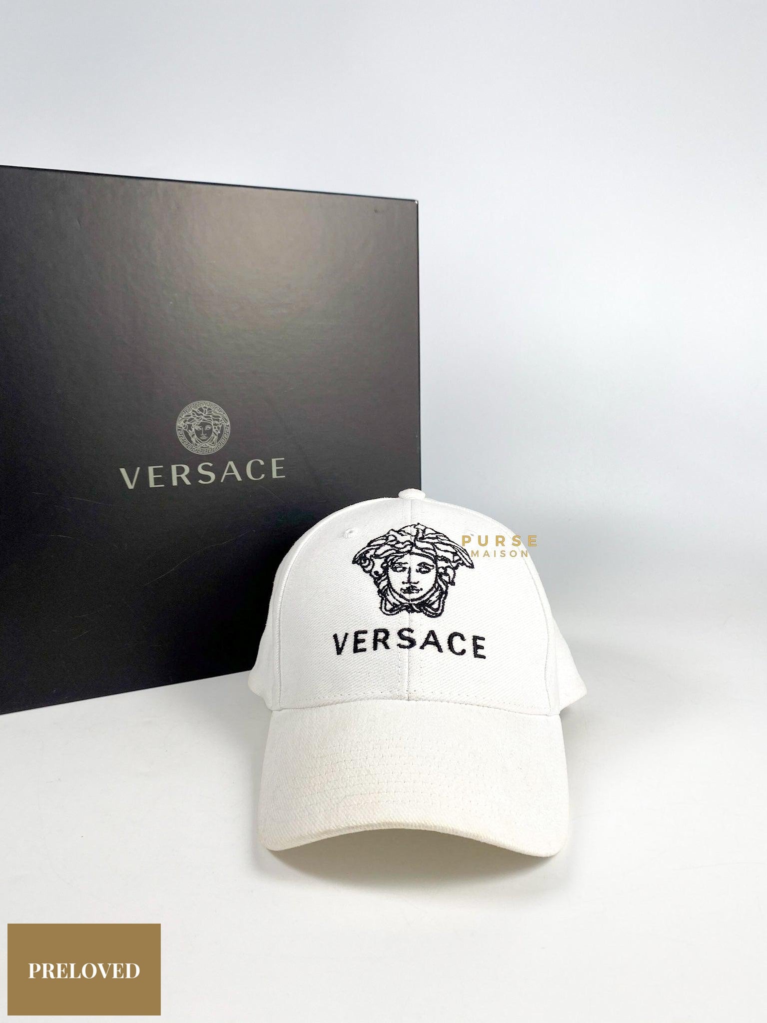 Versace Logo Cap Embroidered Logo in White | Purse Maison
